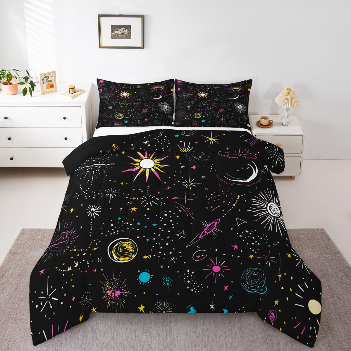 Castle Fairy Starry Sky 3 Pieces Queen Comforter Set,Galaxy Universe ...
