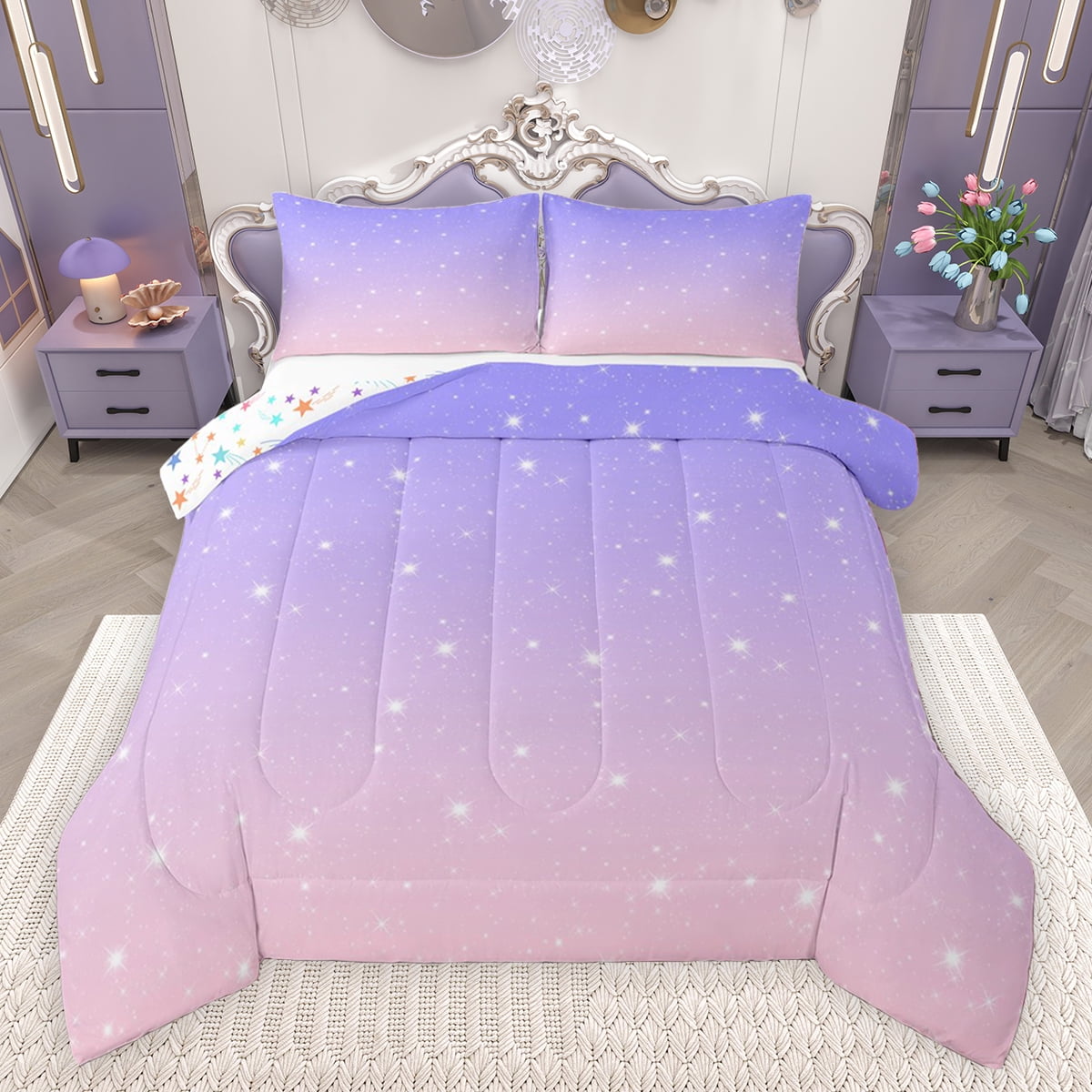 Castle Fairy Starry Sky Bedding Comforter Set 2pcs for Boys Girls ...
