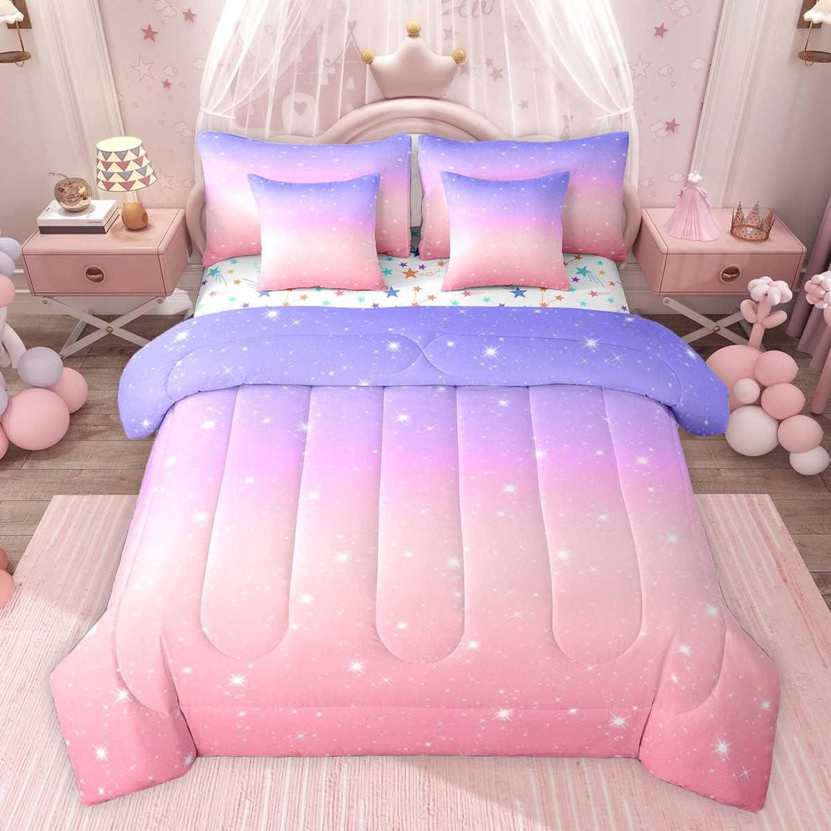 Castle Fairy Starry Sky Bedding Comforter Set 7-Piece for Boys Girls ...