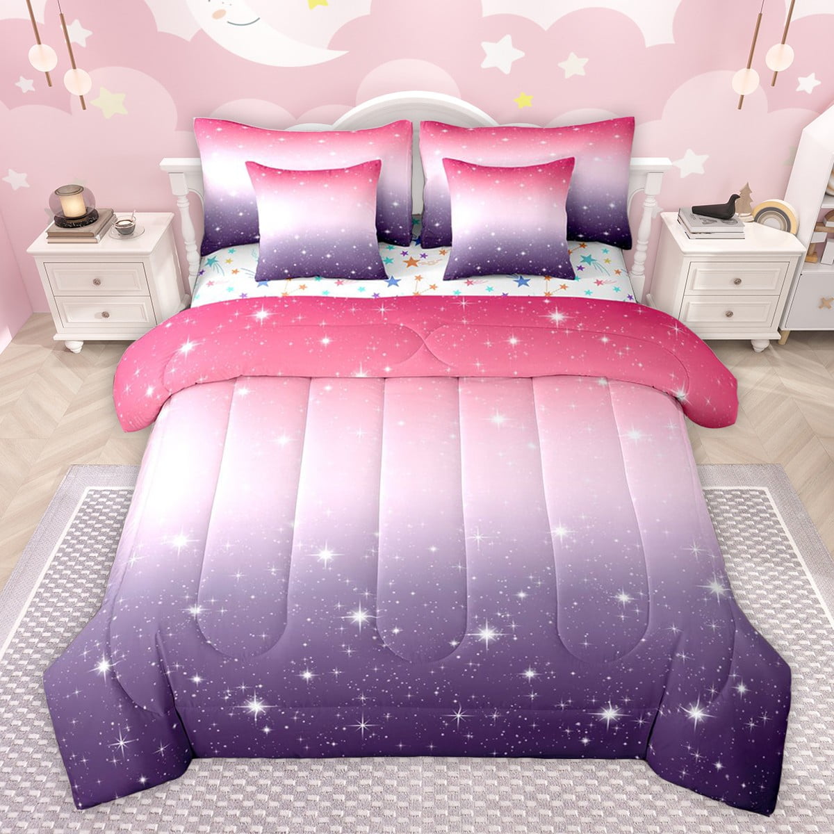 Castle Fairy Starry Sky Girl Boy Twin Bedding Sets 7-Piece,Universe ...