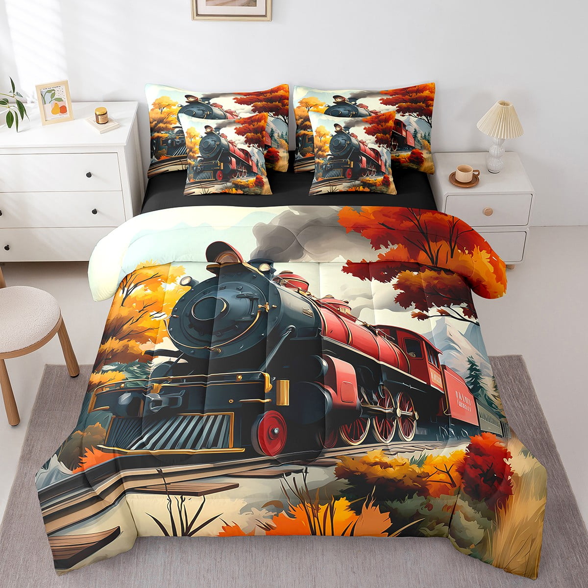 Castle Fairy Steam Engine Bedding Comforter Set,Railway Train King ...