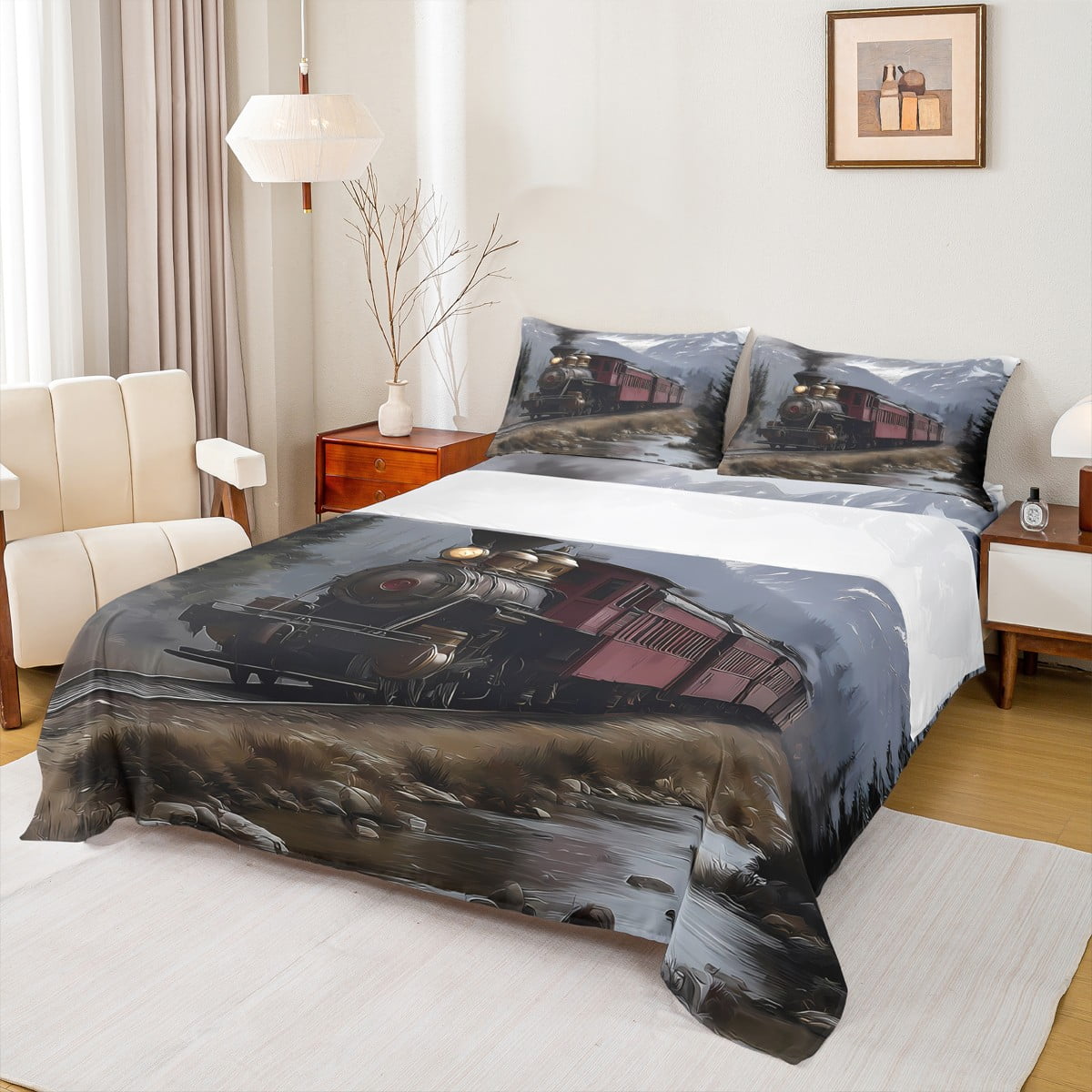 Castle Fairy Steam Engine Full Size Sheets for Boys Girls,Railway Train ...