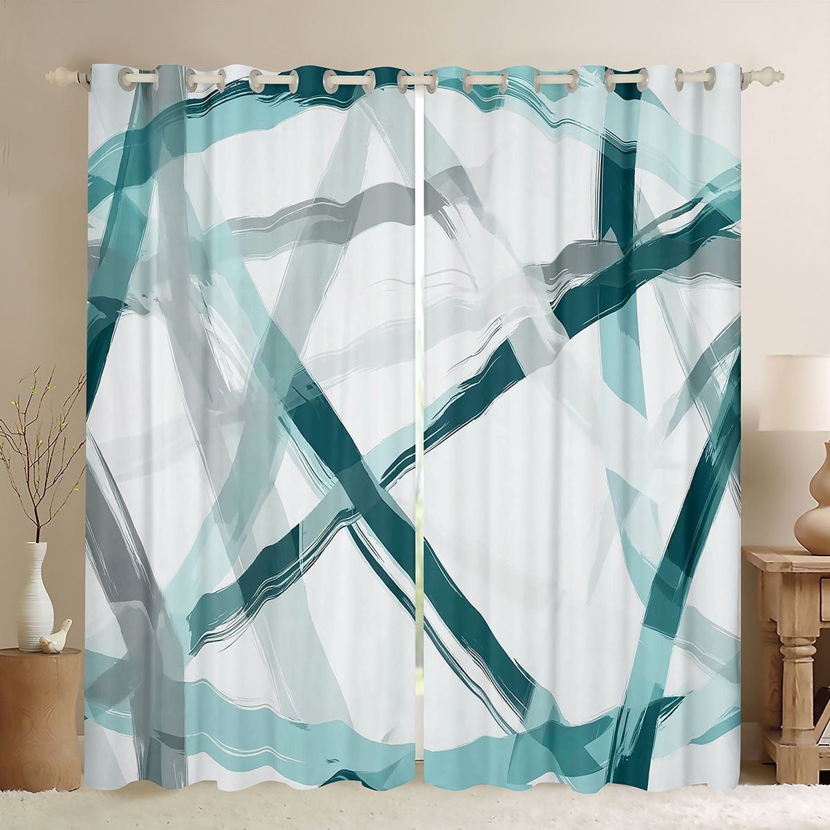 Castle Fairy Stripes Curtains Pack of 2 (42x84 Each),Abstract Vintage ...