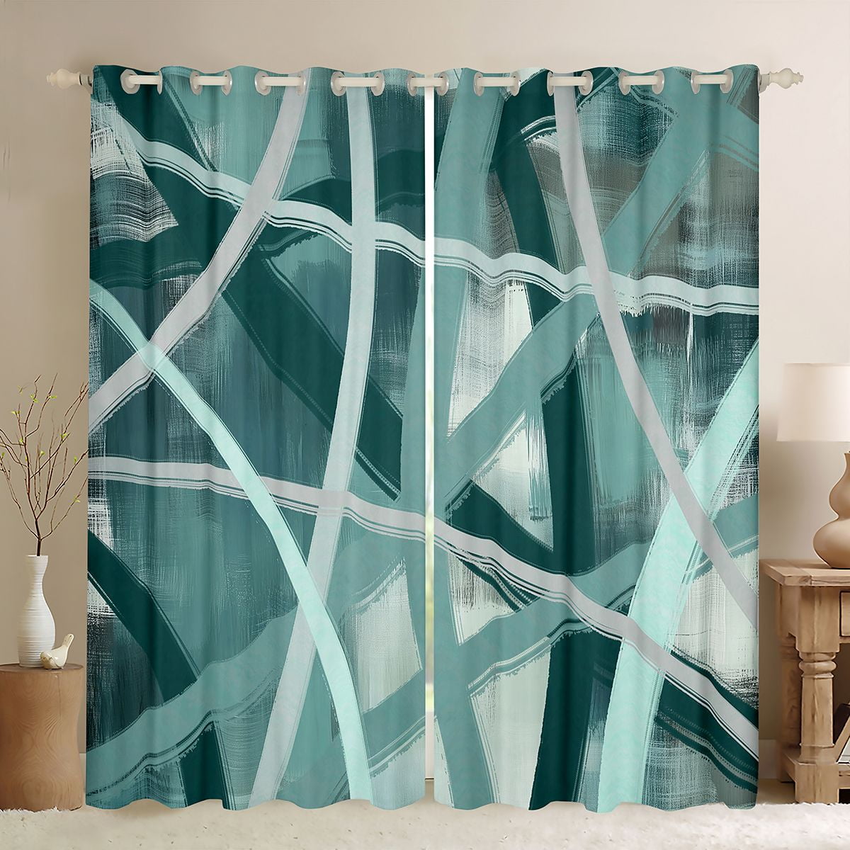 Castle Fairy Stripes Curtains Pack of 2 (42x84 Each),Gradient Lines ...