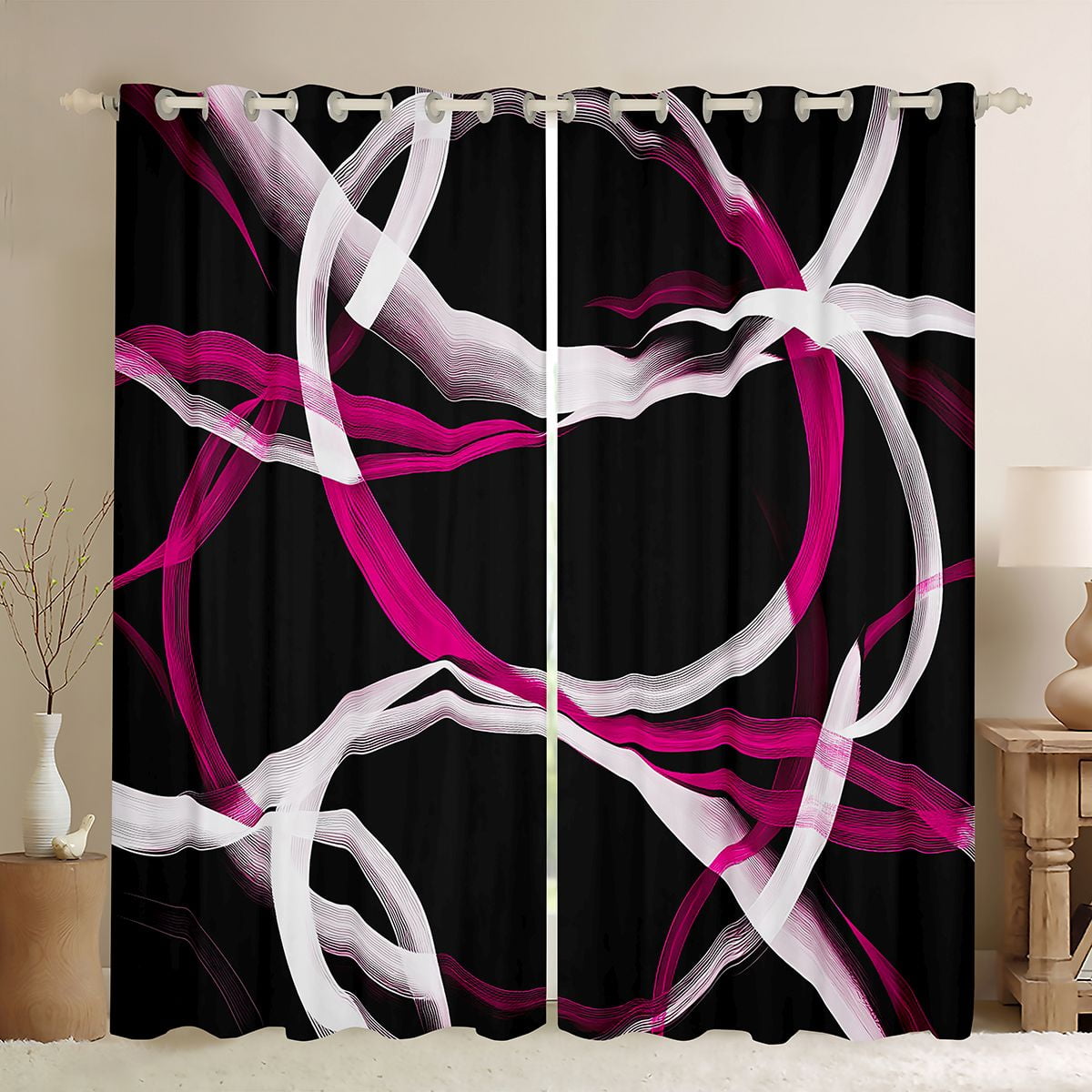 Castle Fairy Stripes Curtains Pack of 2 (42x84 Each),Gradient Lines ...