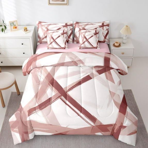 Castle Fairy Stripes Girl Bedding Comforter Set,Abstract Gradient Lines ...