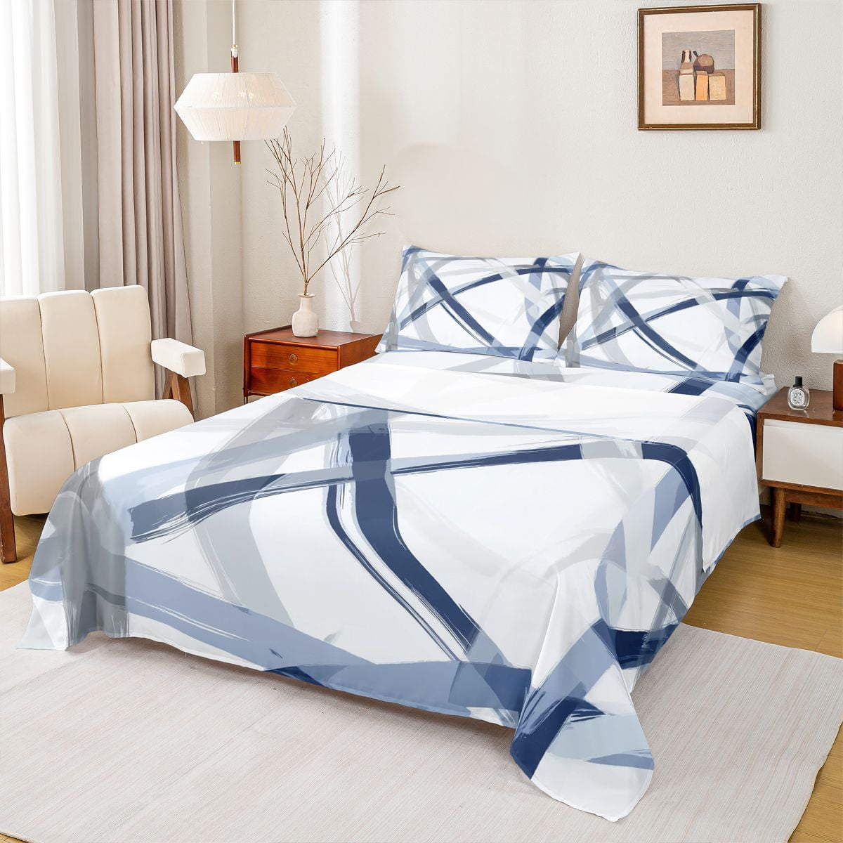 Castle Fairy Stripes Girl Queen Sheet Sets,Abstract Gradient Lines Bed ...