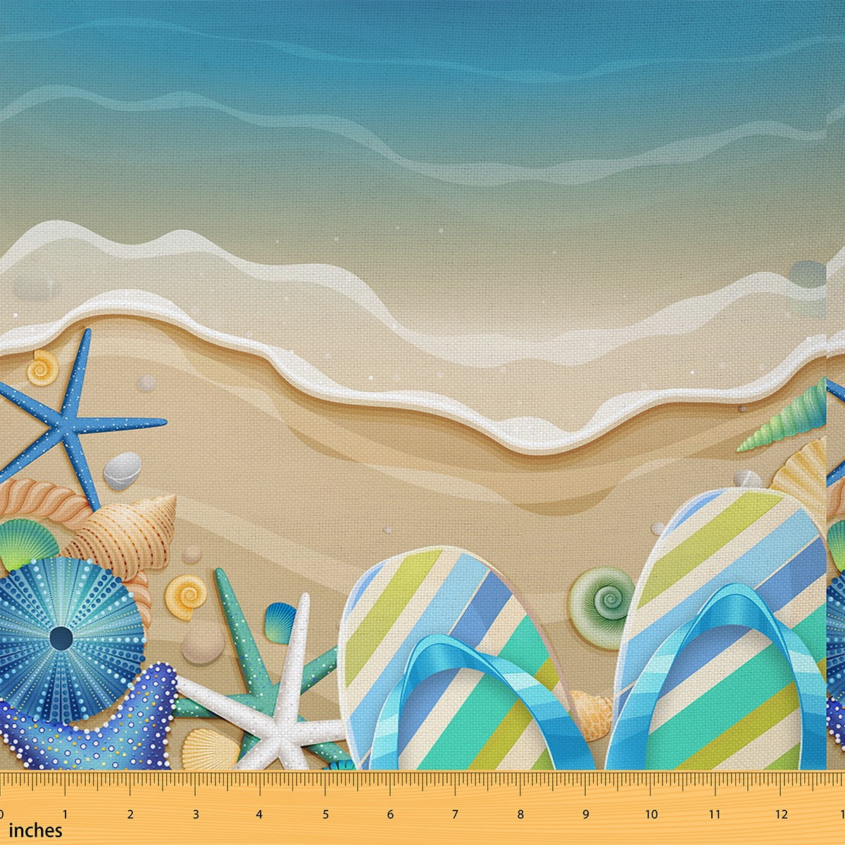 Castle Fairy Summer Flip Flops Fabric by the Yard 1 Yard, Tropical ...