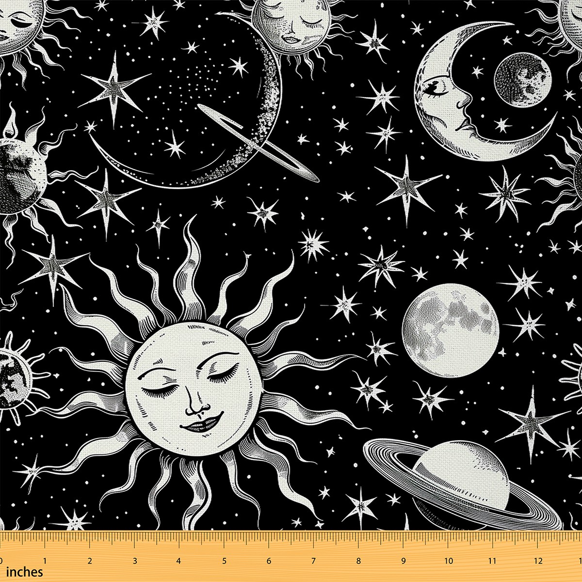 Castle Fairy Sun Moon Fabric by the Yard 1 Yard,Starry Sky Home Decor ...