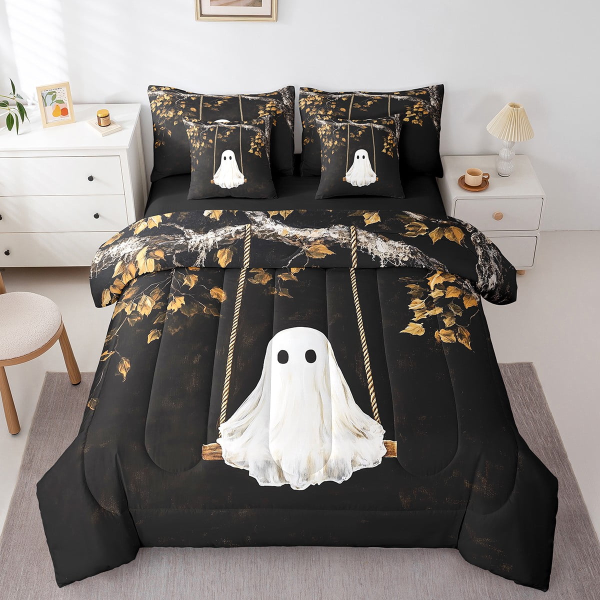 Castle Fairy Swinging Ghost 7pcs Bedding Comforter Set,Tree Branches ...
