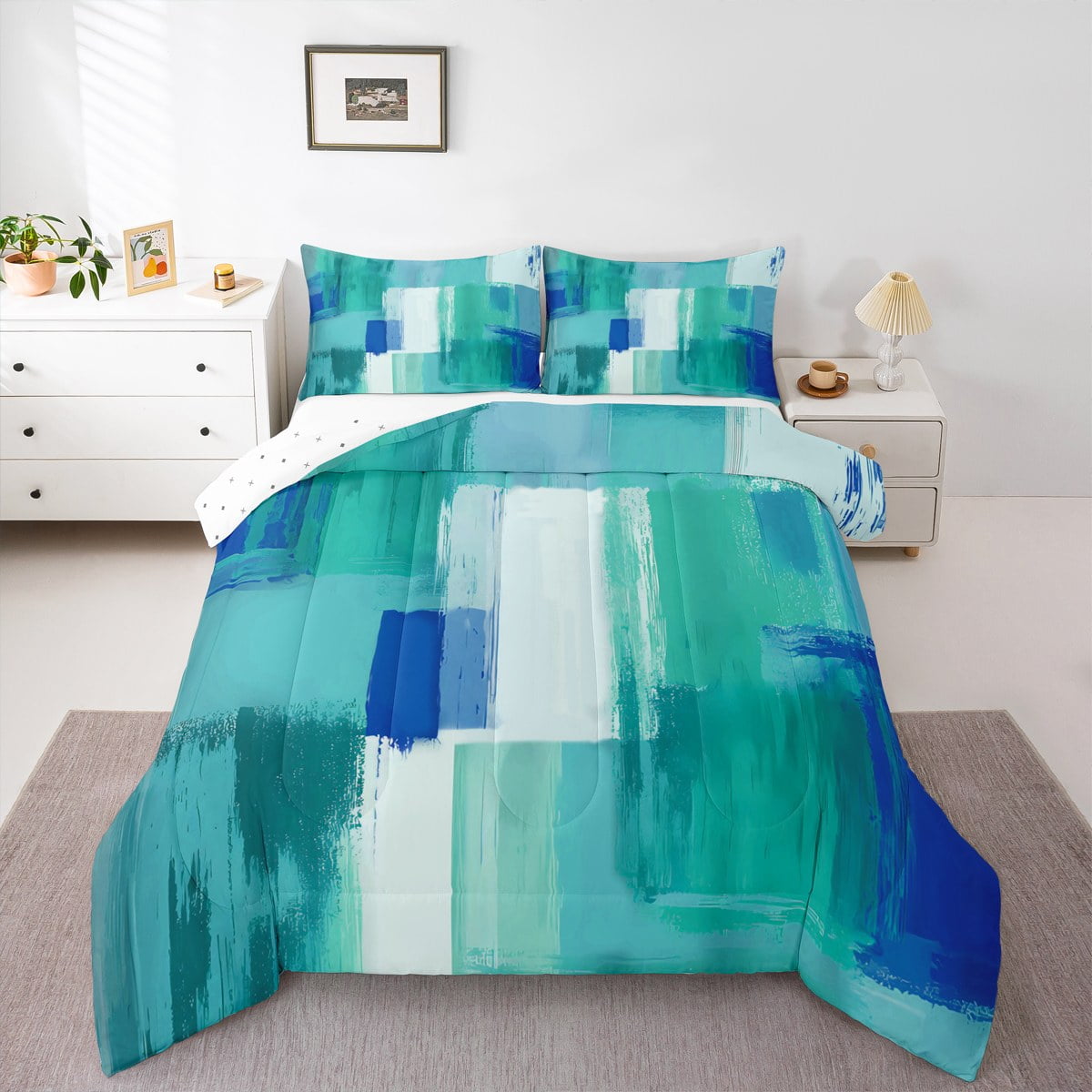 Castle Fairy Teal Rectangle 3-Piece Full Size Comforter Sets for Boys ...