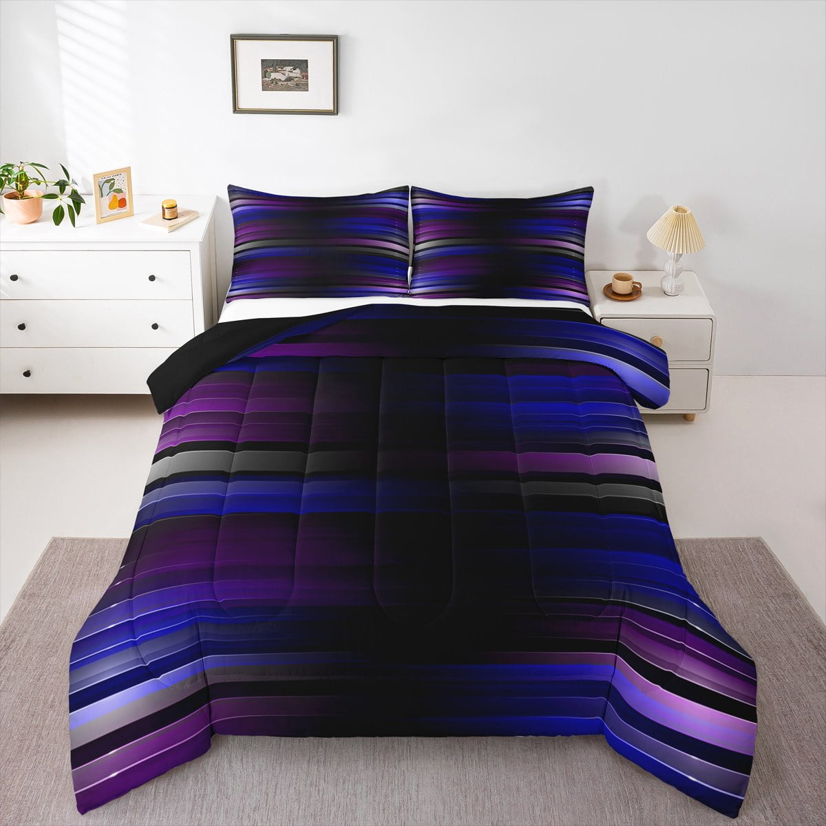 Castle Fairy Teenagers Abstract Stripes 3 Pieces Queen Comforter Set ...