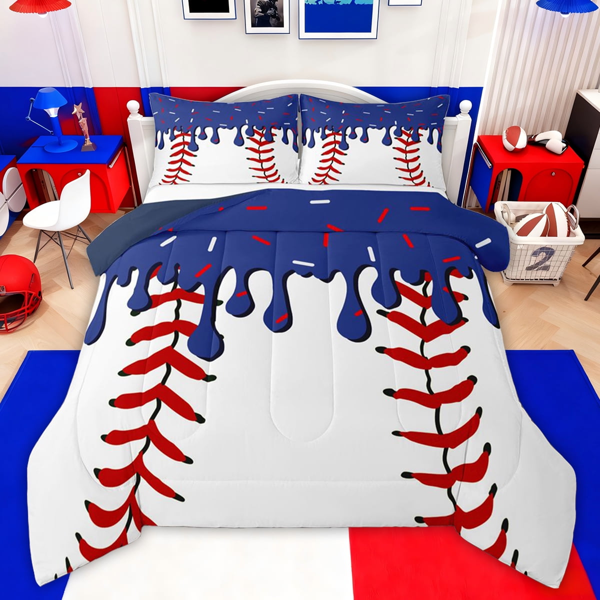 Castle Fairy Teenagers Baseball Print Queen Comforter Set,Sport Bedding ...