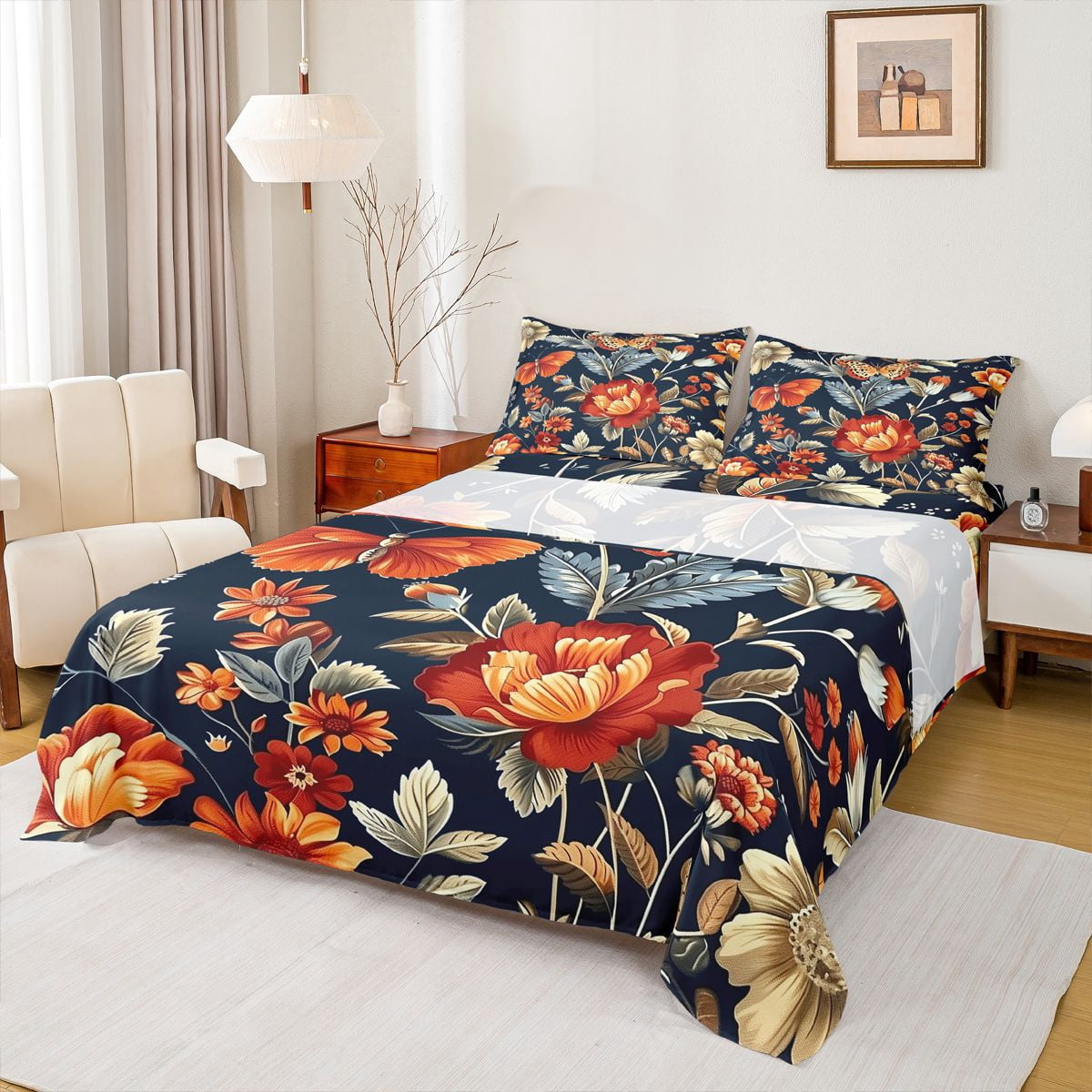 Castle Fairy Teenagers Chic Floral Bed Sheets,Vintage Aesthetic King ...