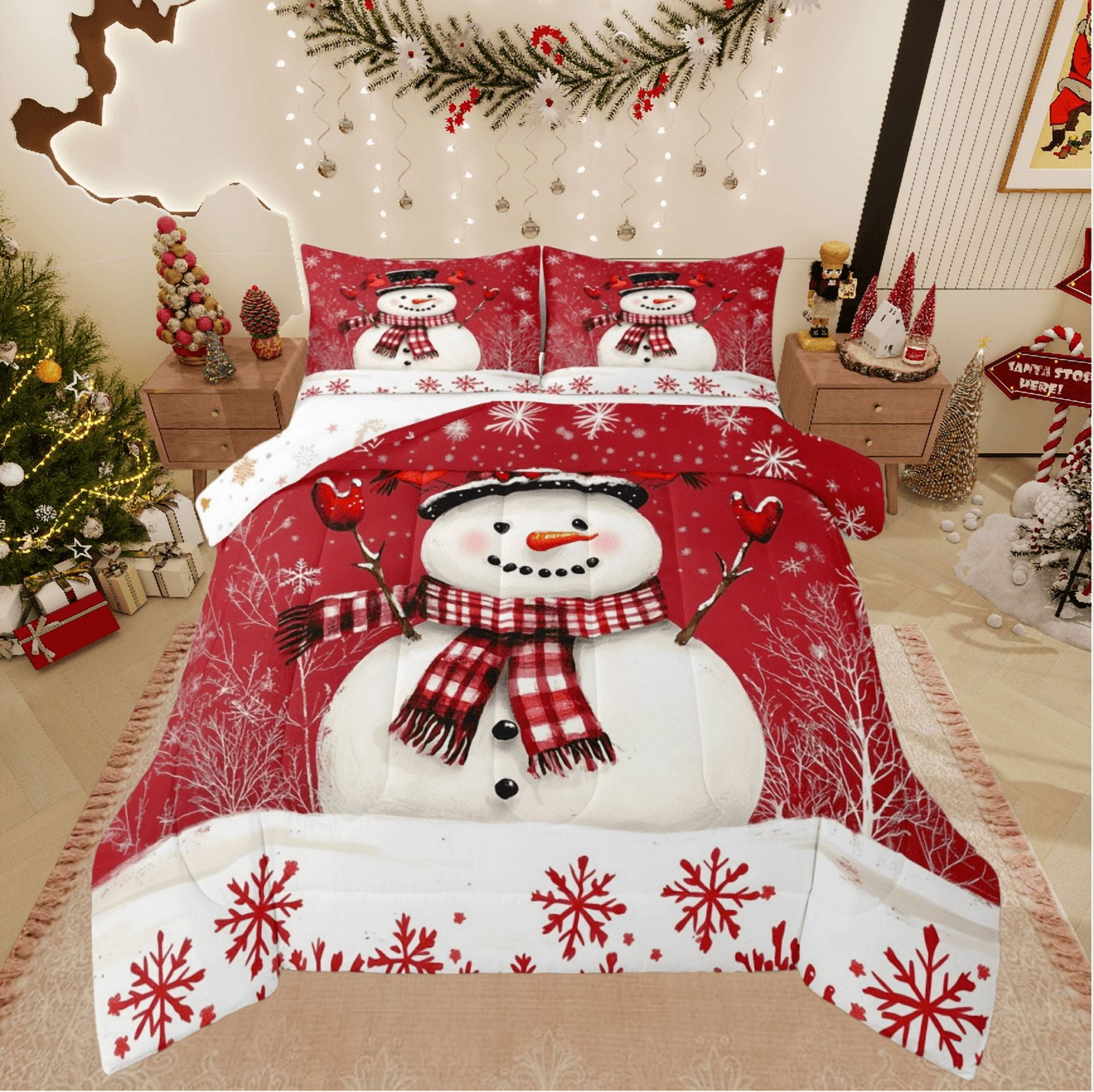 Castle Fairy Teenagers Christmas Snowman 3 Pieces Queen Comforter Set ...