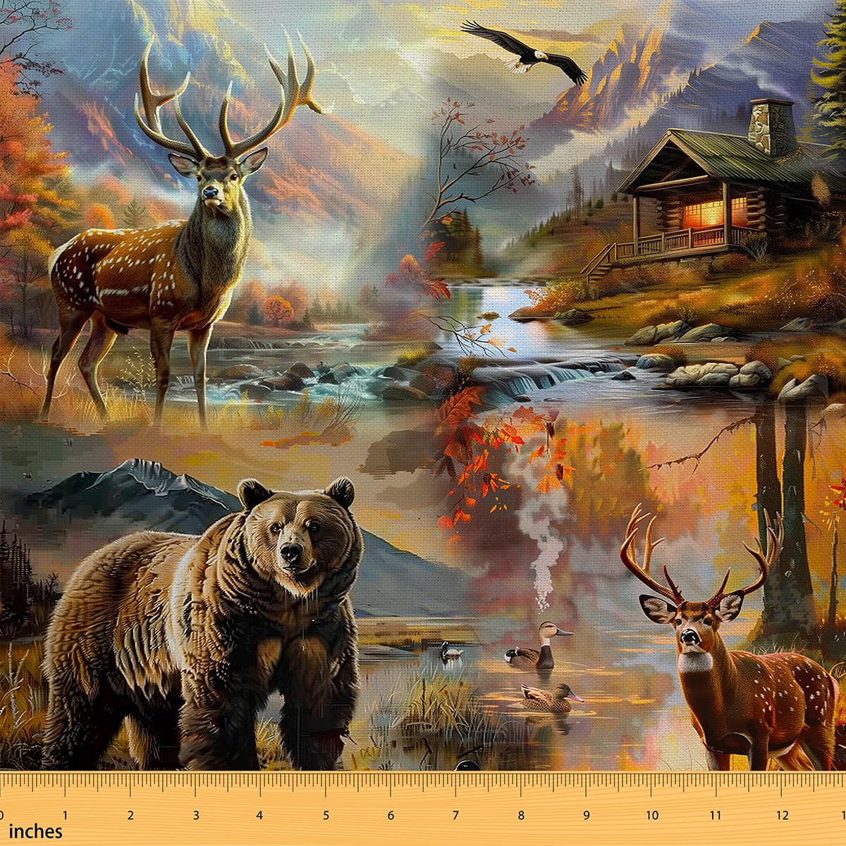 Castle Fairy Teenagers Deer Bear Fabric by the Yard 10 Yards,Woodland ...