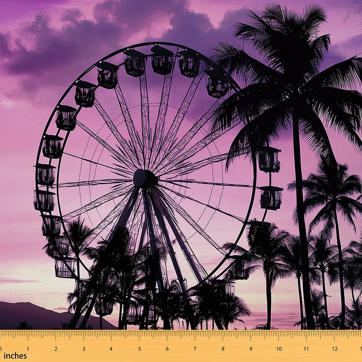 Castle Fairy Teenagers Ferris Wheel Fabric by the Yard 1 Yard,Palm Tree ...