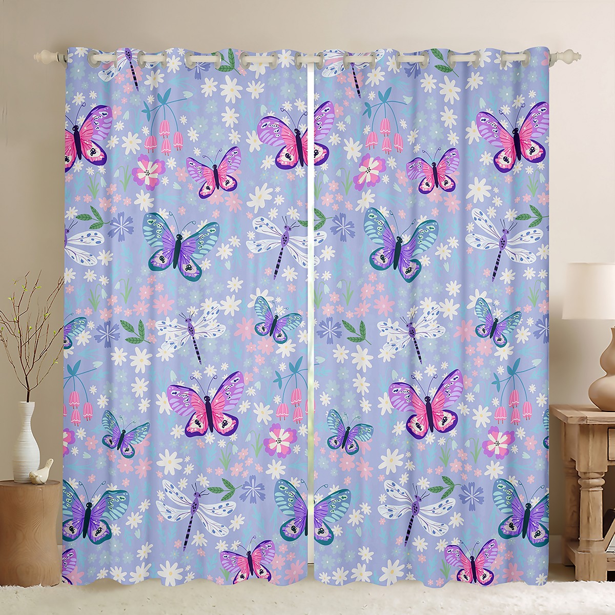 Castle Fairy Teenagers Flying Butterflies Dragonflies Curtains Pack of ...
