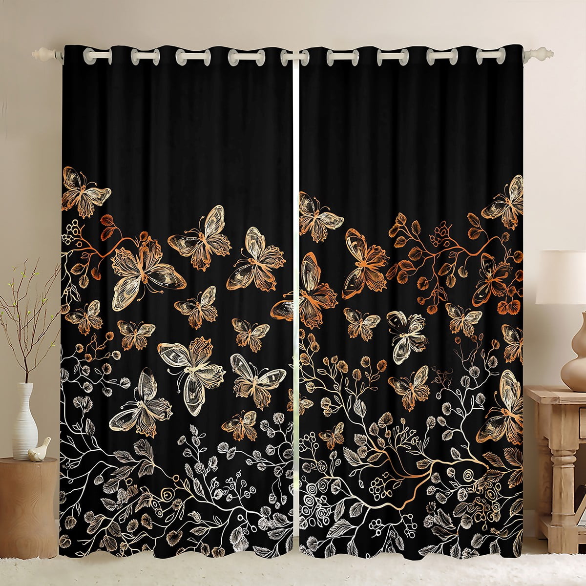 Castle Fairy Teenagers Flying Gradient Butterflies Blackout Curtains ...