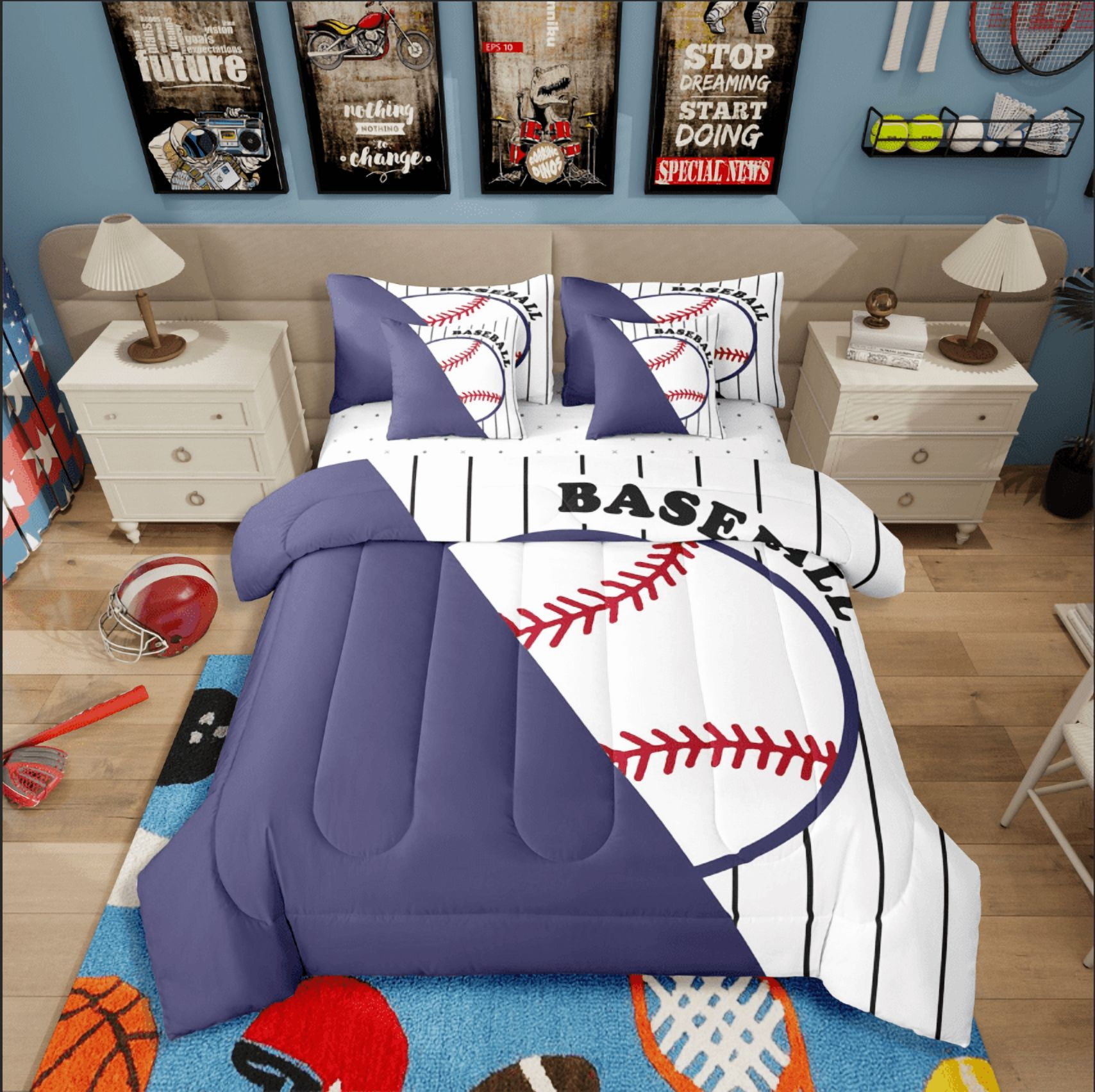Castle Fairy Teenagers Gamer Baseball 7pcs Bedding Comforter Set ...