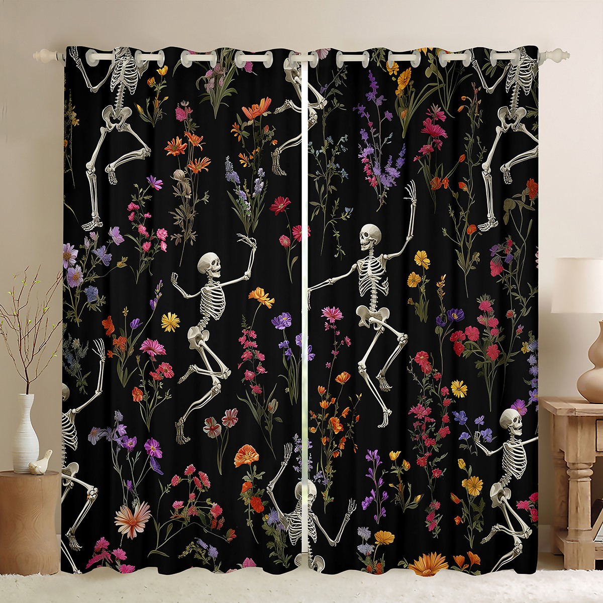 Castle Fairy Teenagers Gothic Skeleton Curtains Pack of 2 (42x84 Each ...