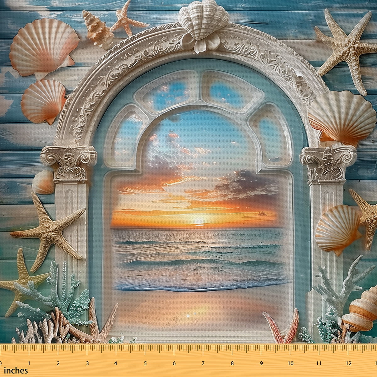 Castle Fairy Teenagers Ocean Beach Fabric by the Yard 10 Yards,Seashell ...