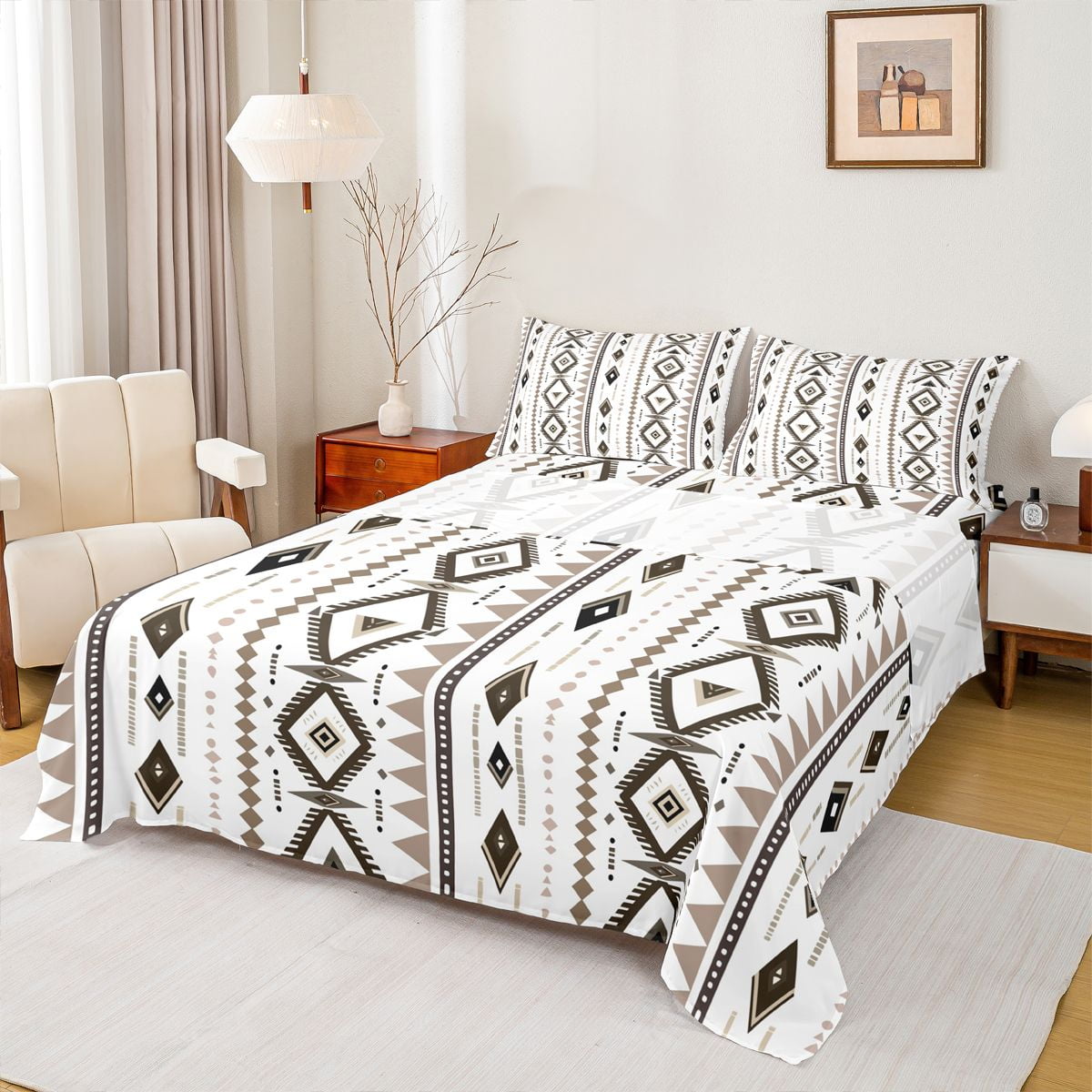 Castle Fairy Teenagers Tribal Aztec Bed Sheets,Bohemian Geometric King ...