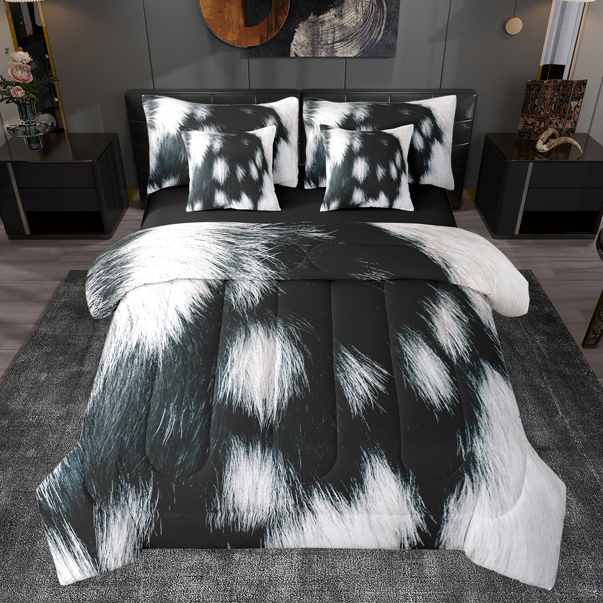 Castle Fairy Teenagers Vintage Cow Print Bedding Comforter Set 7pcs ...