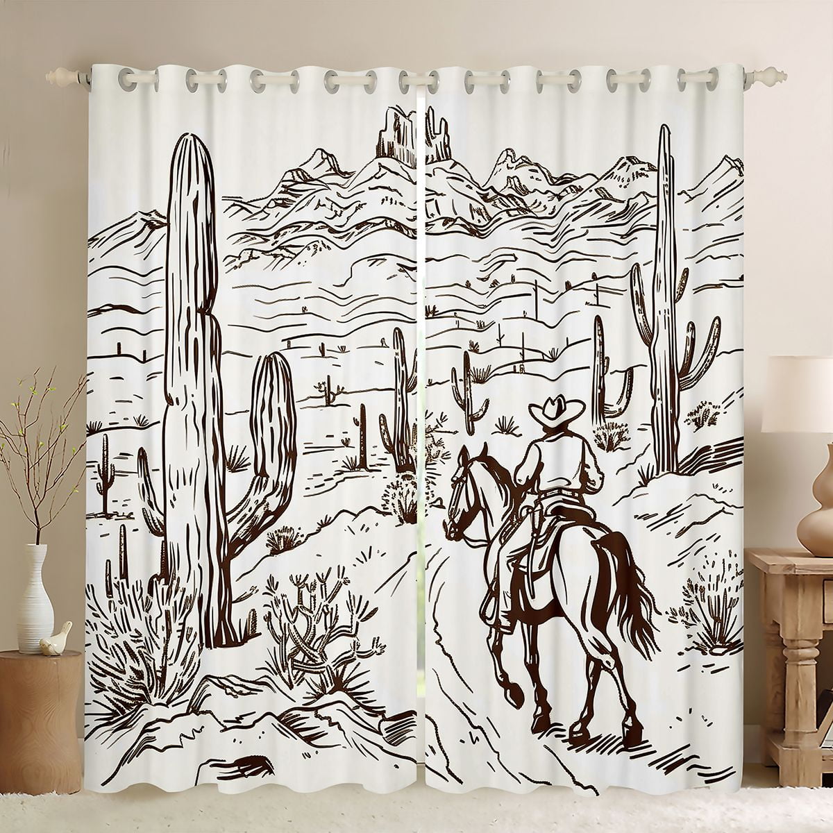 Castle Fairy Teenagers Western Cowboy Blackout Curtains Set of 2 (52x84 ...
