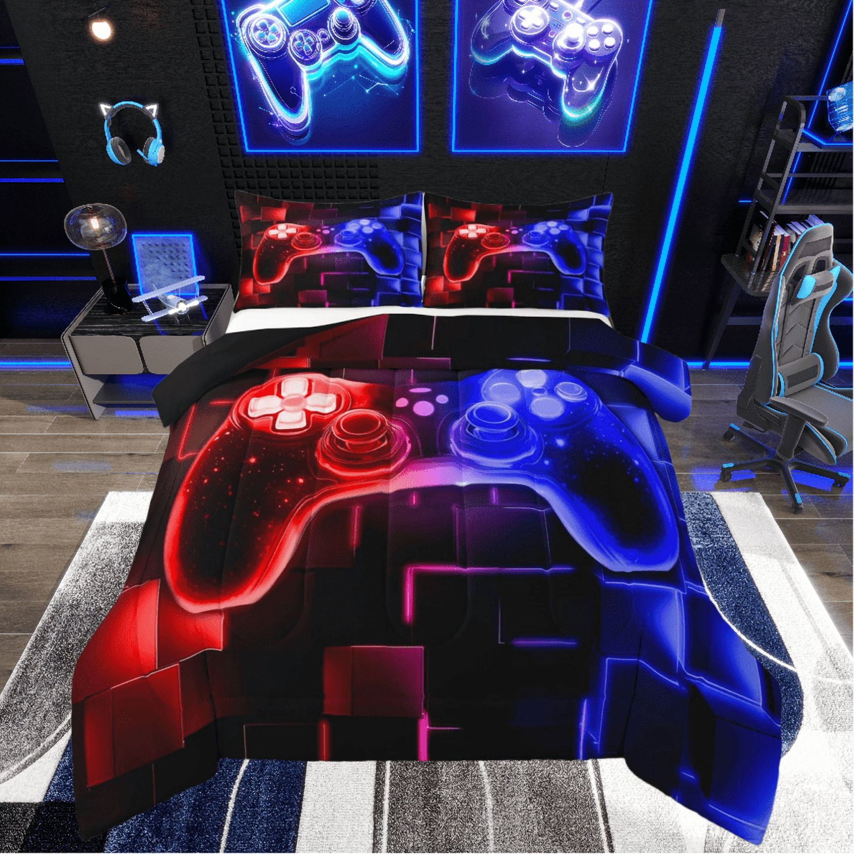Castle Fairy Teens Abstract Gamer 3-Piece Full Size Comforter Sets ...