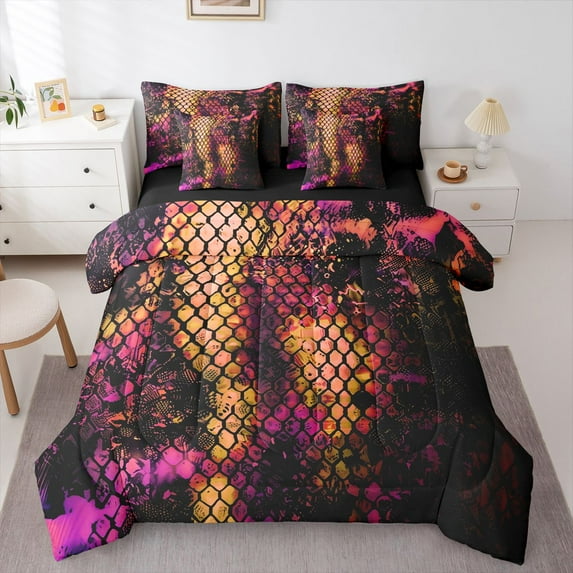 Castle Fairy Teens Abstract Snake Print Bedding Comforter Set,Gothic ...