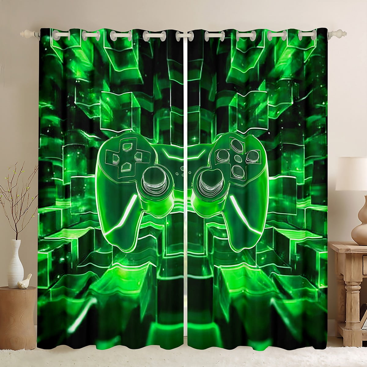 Castle Fairy Teens Adults Green Gamepads Curtains Pack of 2 (42x84 Each ...