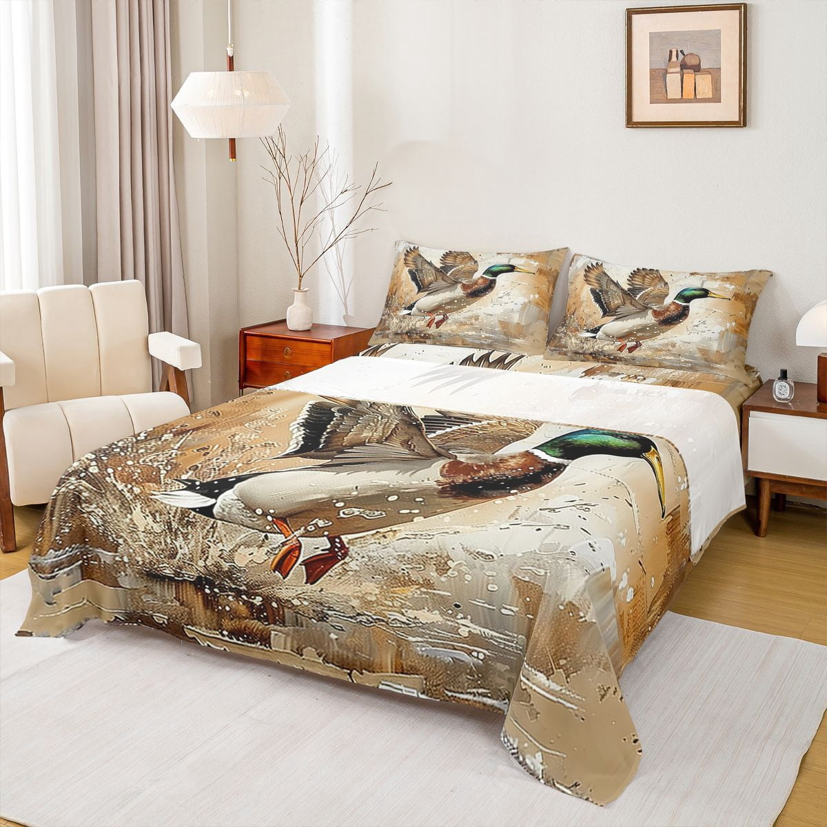 Castle Fairy Teens Adults Mallard Duck 4 Pieces Queen Sheet Sets,Rustic ...