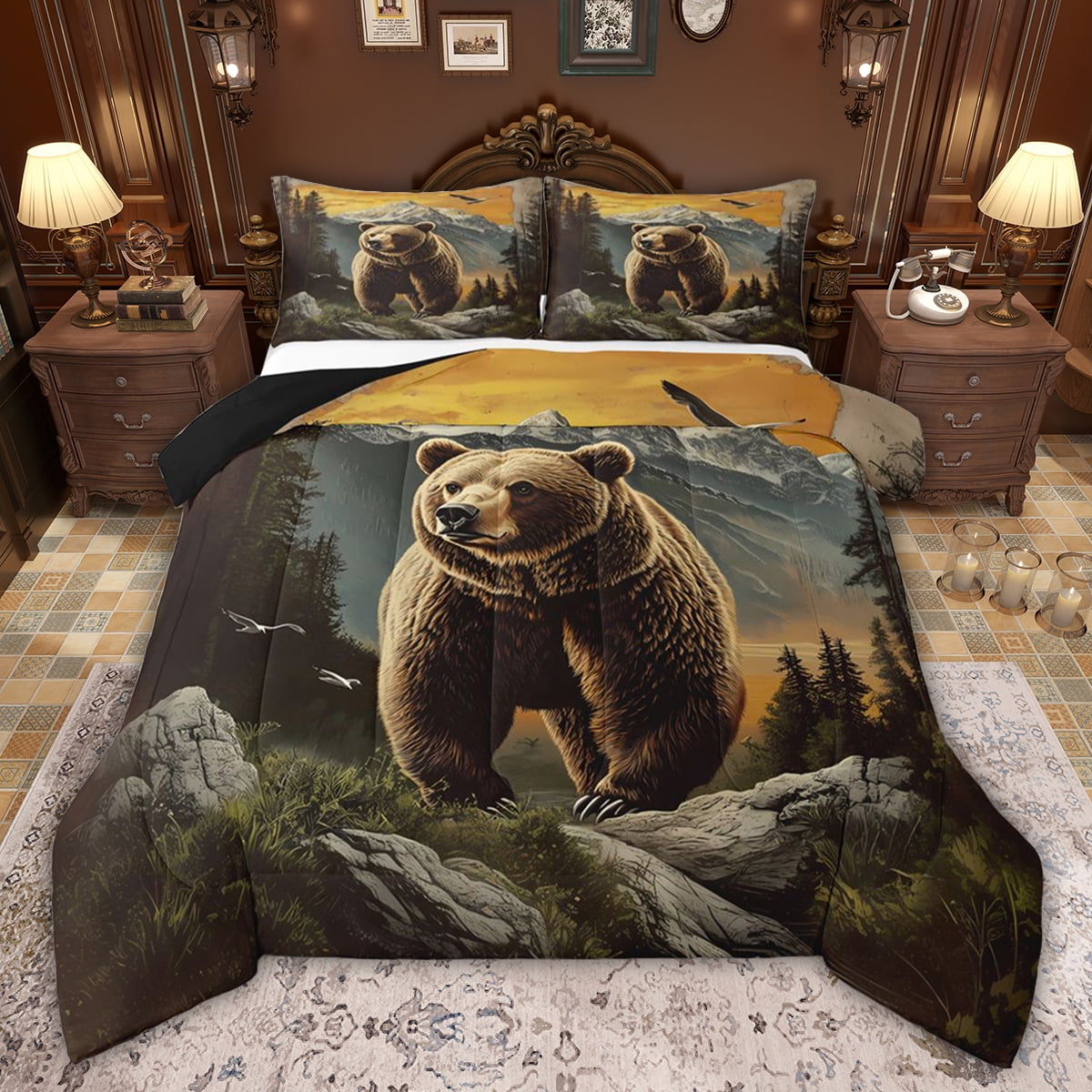 Castle Fairy Teens Animal Bear Queen Comforter Set,Jungle Wildlife ...