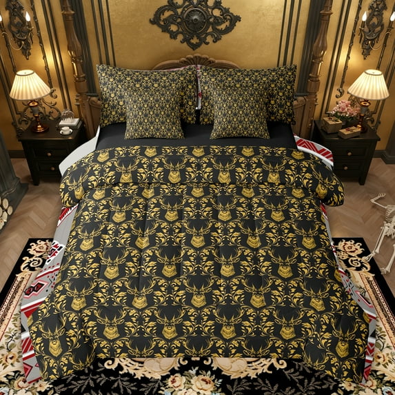 Castle Fairy Teens Animal Deer Bedding Comforter Set,Abstract Damask ...