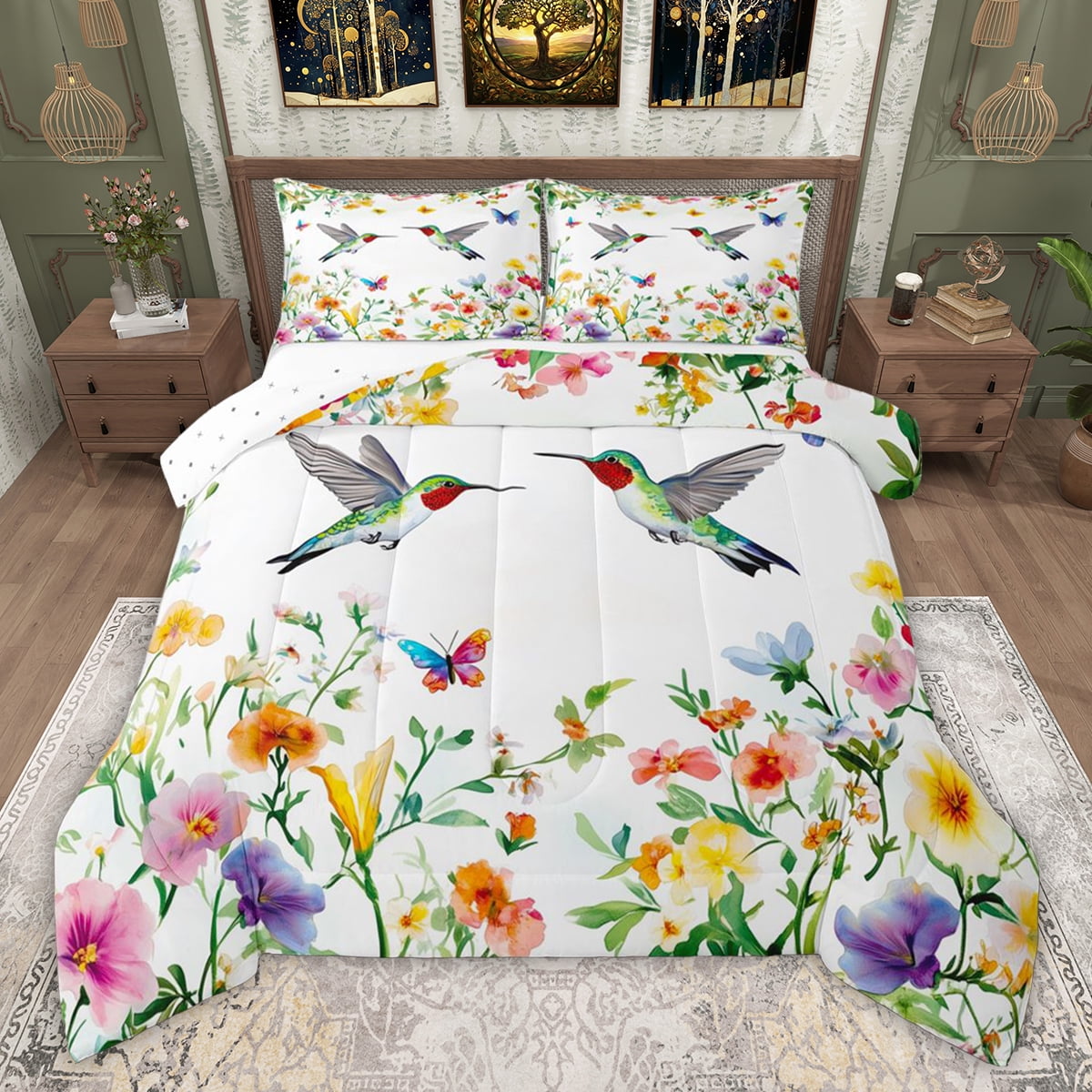 Castle Fairy Teens Animal Hummingbird Twin Comforter Sets,Floral ...