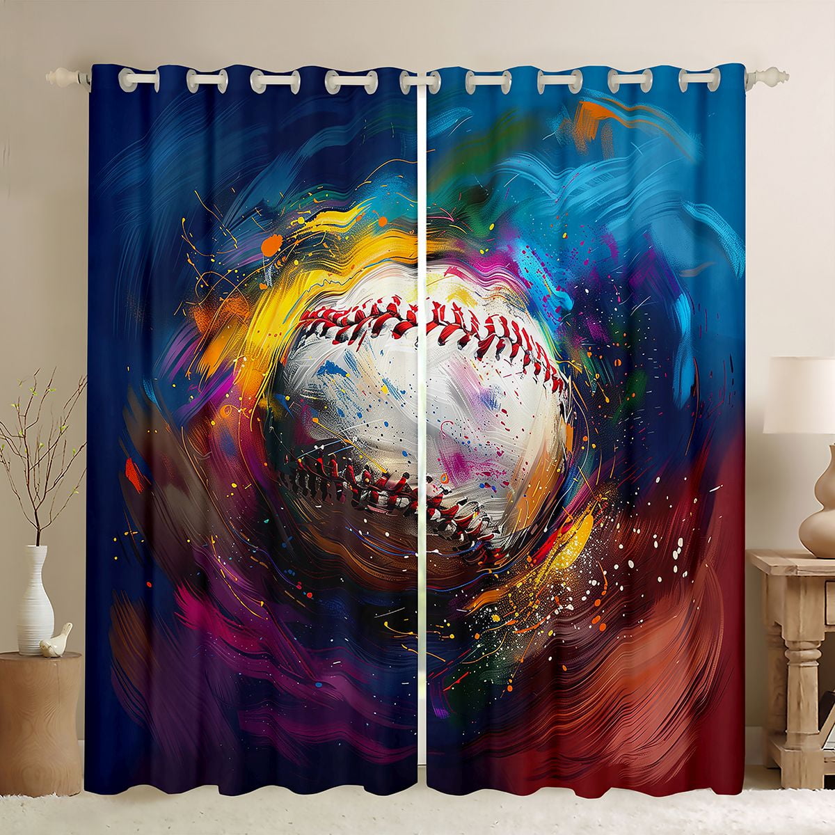 Castle Fairy Teens Baseball Gamer Curtains Pack of 2 (42x84 Each ...
