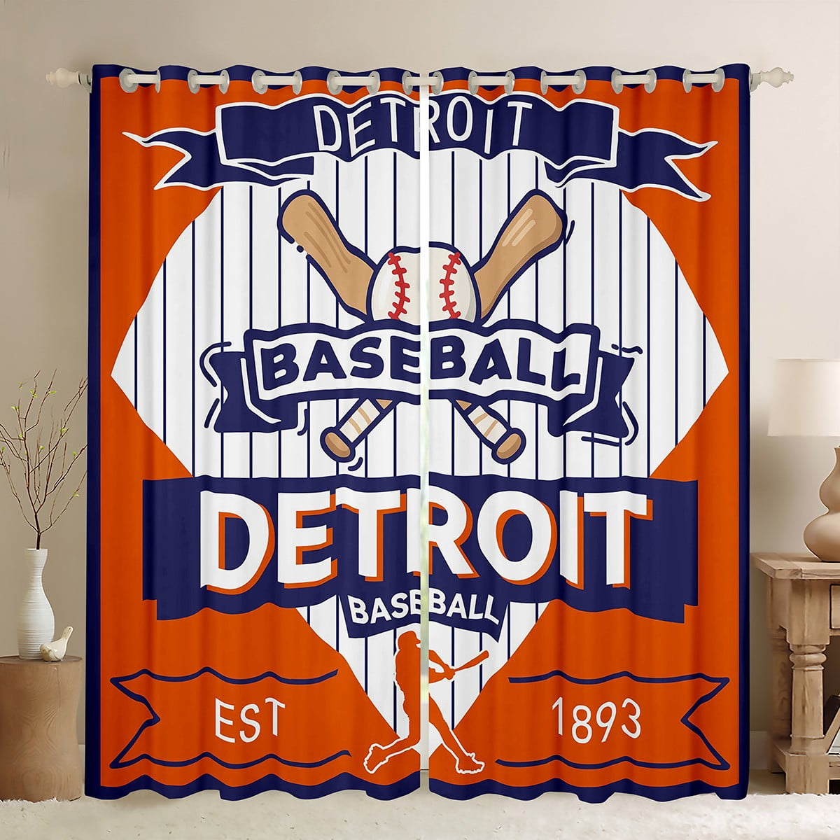 Castle Fairy Teens Baseball Gamer Curtains Pack of 2 (42x84 Each),Sport ...