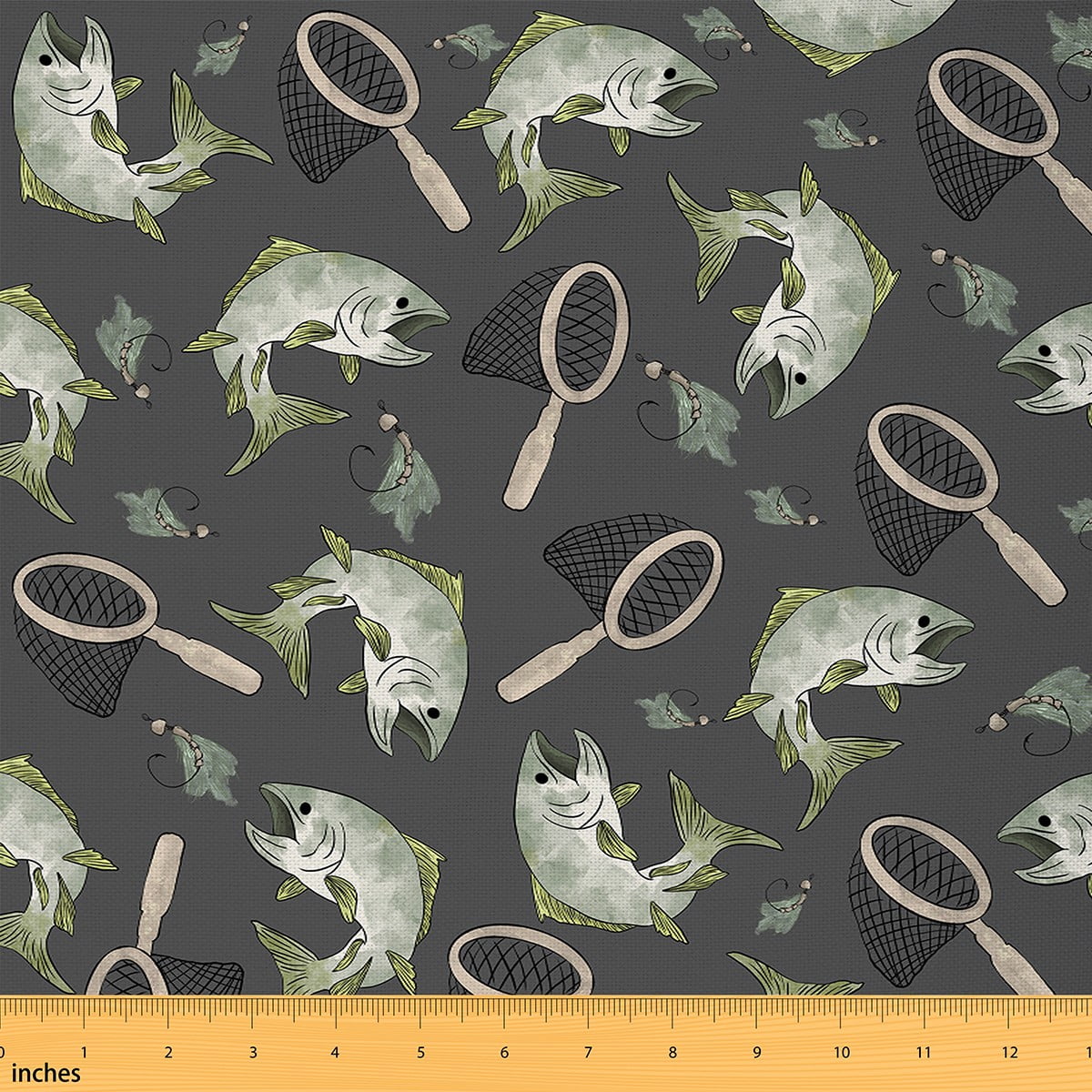 Castle Fairy Teens Big Bass Fish Fabric by the Yard 3 Yards,Rustic ...