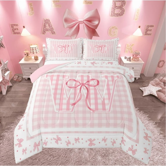 Castle Fairy Teens Bow Alphabet W 3-Piece Full Size Comforter Sets ...