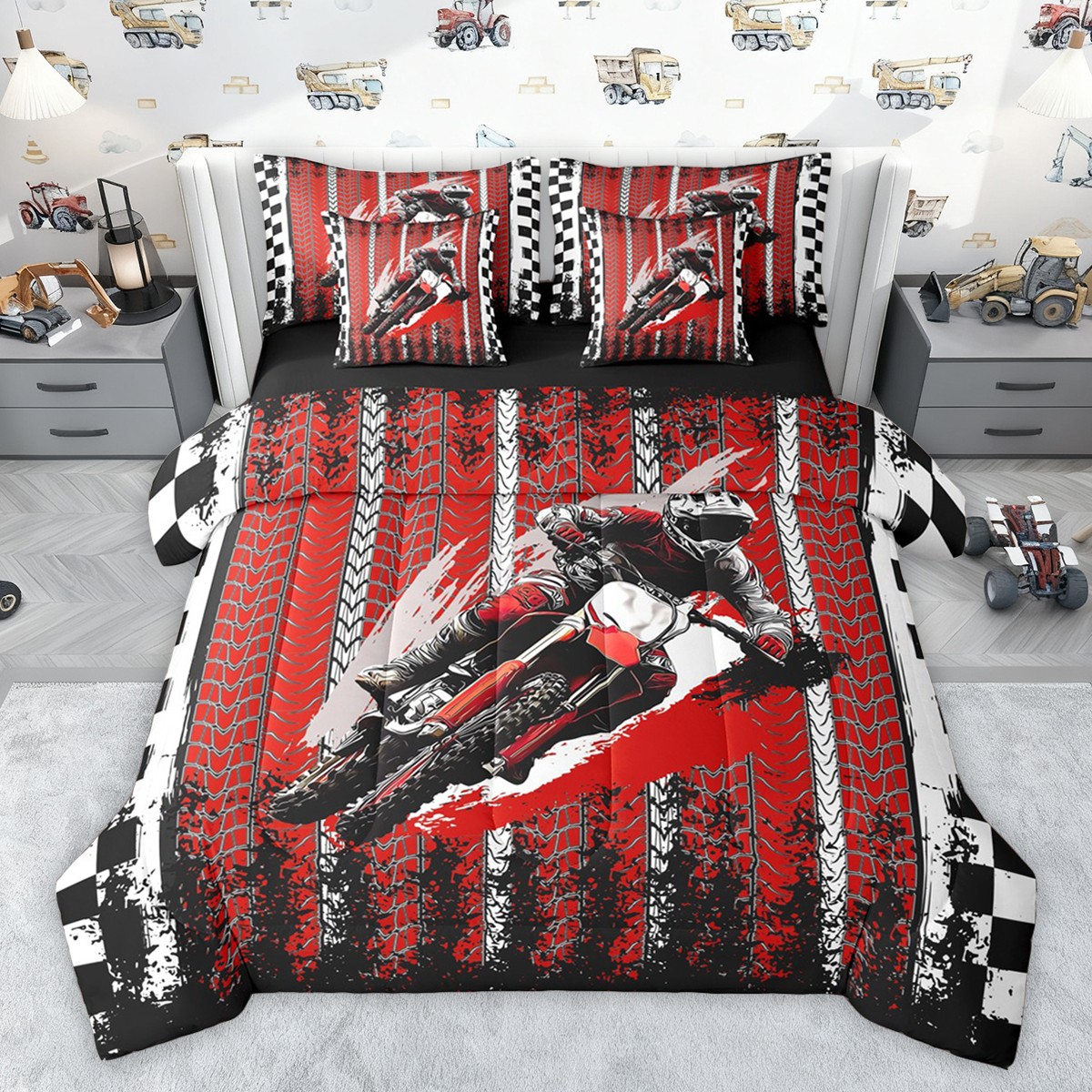 Castle Fairy Teens Boys Girls Dirt Bike Bedding Comforter Set 7-Piece ...