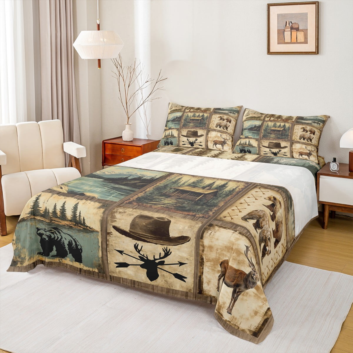 Castle Fairy Teens Boys Girls Jungle Bear Deer Bed Sheets,Woodland ...