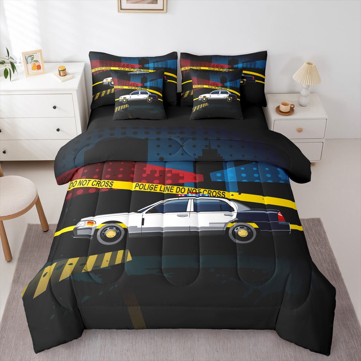 Castle Fairy Teens Boys Girls Police Car Twin Bedding Sets 7-Piece,Car ...