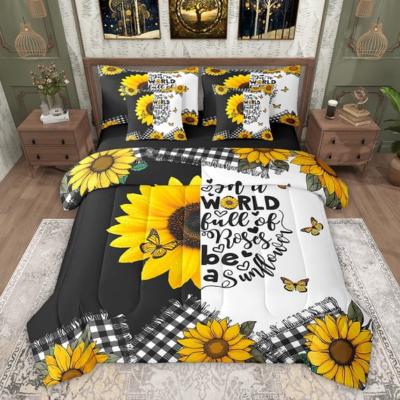 Castle Fairy Teens Butterflies Bedding Comforter Set,Chic Sunflowers ...