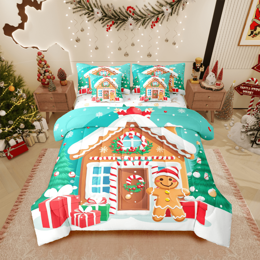 Castle Fairy Teens Candy Cane 7-Piece Bedding Comforter Set,Gingerbread ...