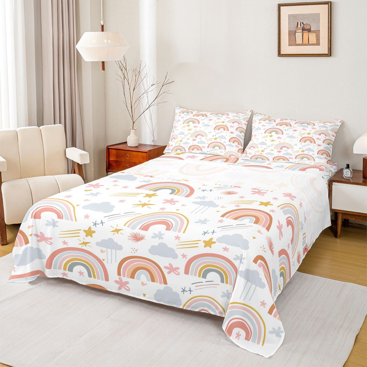 Castle Fairy Teens Cartoon Rainbow Full Size Sheets,Kawaii Starry Sky ...