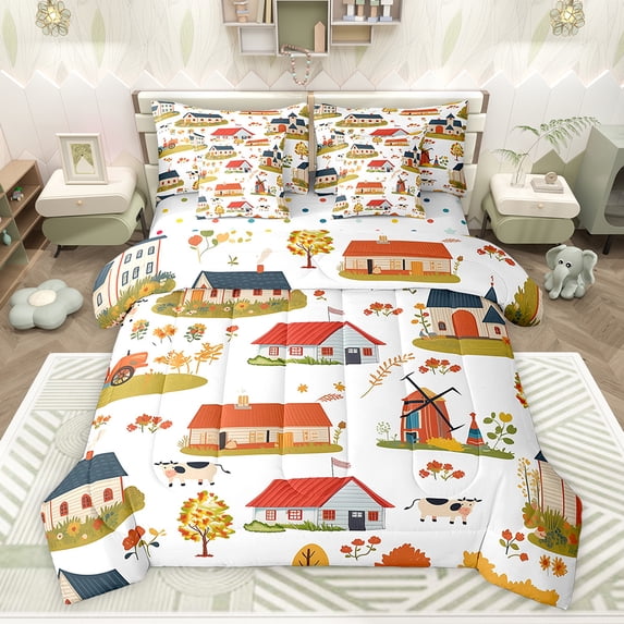 Castle Fairy Teens Cute Cow Bedding Comforter Set,Farmhouse Animal ...