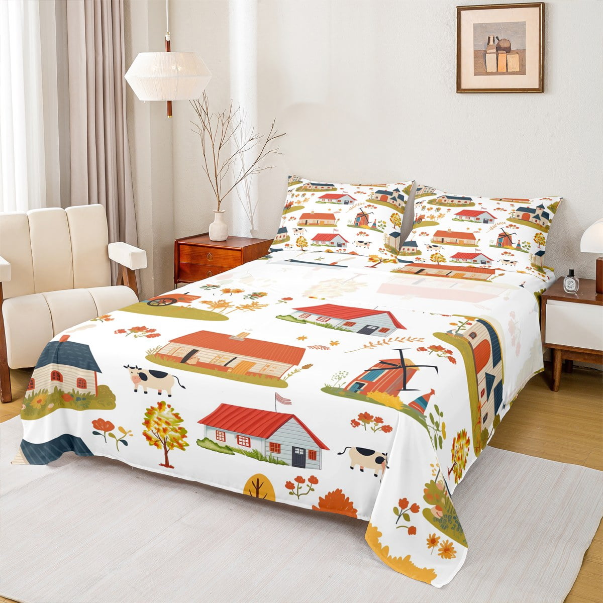Castle Fairy Teens Cute Cow Queen Sheet Sets,Farmhouse Animal Bed Set ...