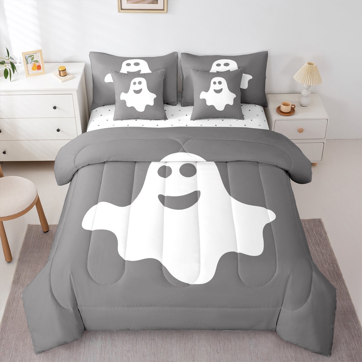 Castle Fairy Teens Cute Ghost 7-Piece Bedding Comforter Set,Festival ...