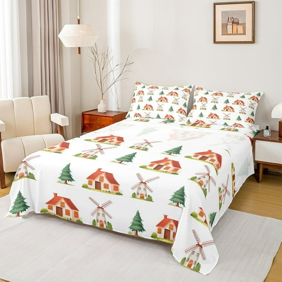 Castle Fairy Teens Cute Rustic Cabin Windmill Full Size Sheets,Vintage ...